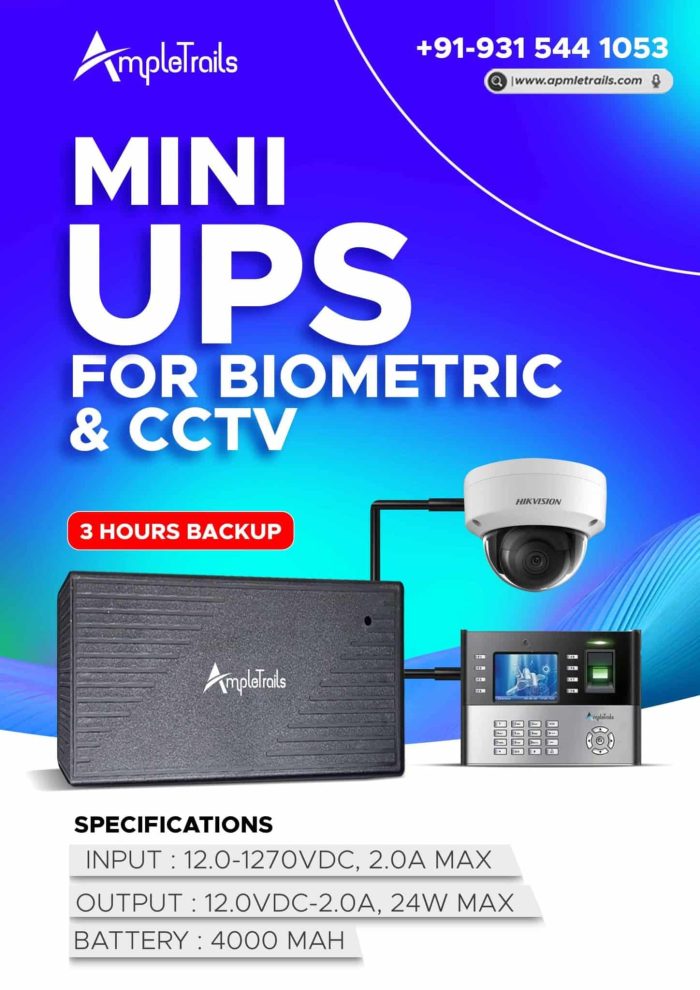 Mini UPS for Biometric Attendance Machine - Battery backup 12 Volt