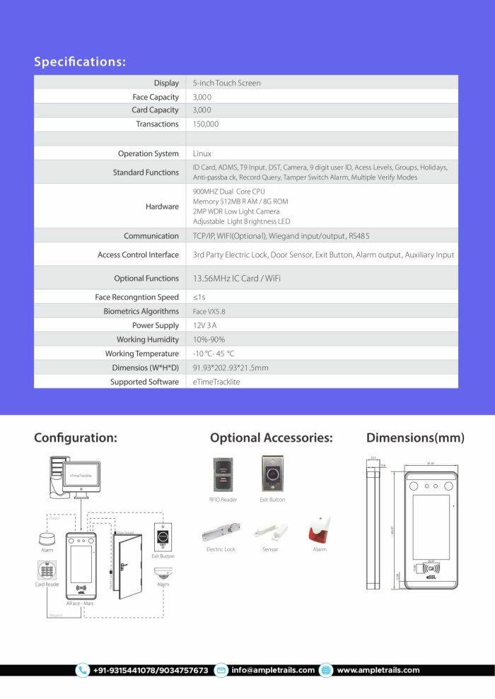 eSSL AIFACE-MARS - AI Face Attendance & Access Control System