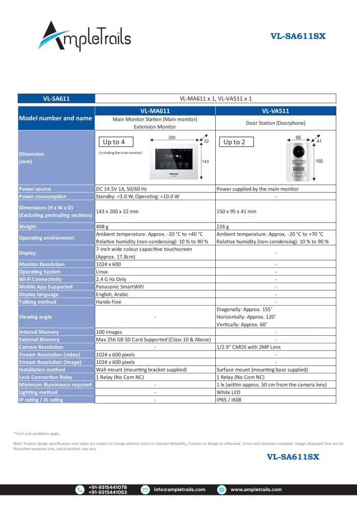 PANASONIC VL-SA611SX Hybrid Video Door Phone Mobile App