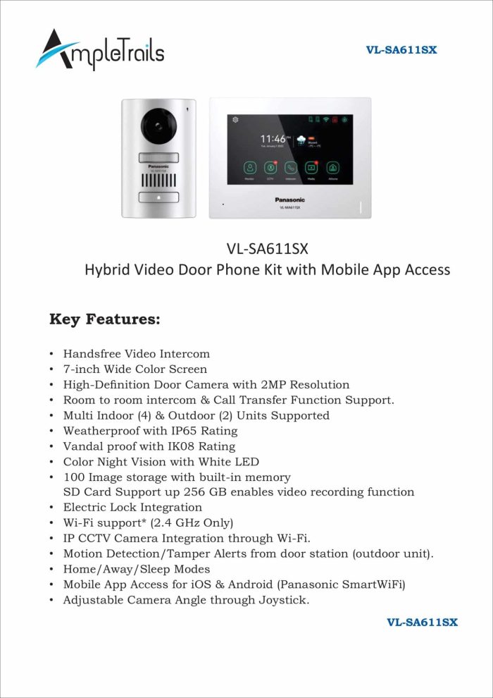 PANASONIC VL-SA611SX Hybrid Video Door Phone Mobile App